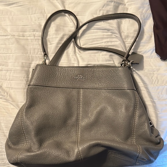 Coach | Bags | Coach Gray Pebbled Leather Shoulder Bag | Poshmark